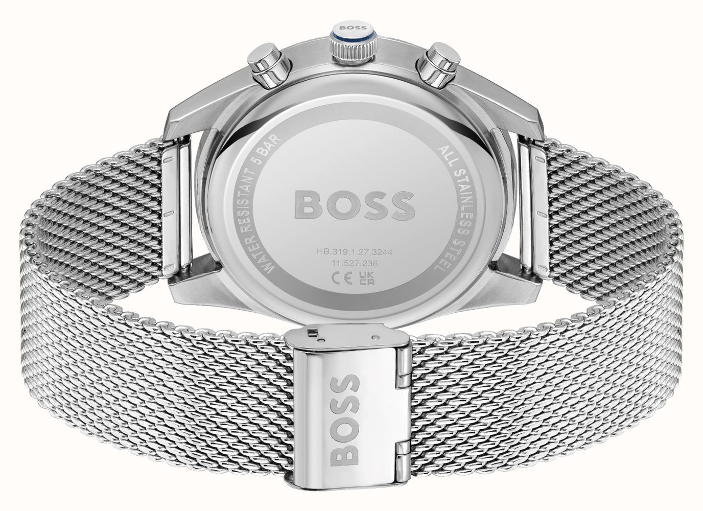 BOSS Skytraveller Masculino (44 Mm) Mostrador Azul / Pulseira De Malha ...