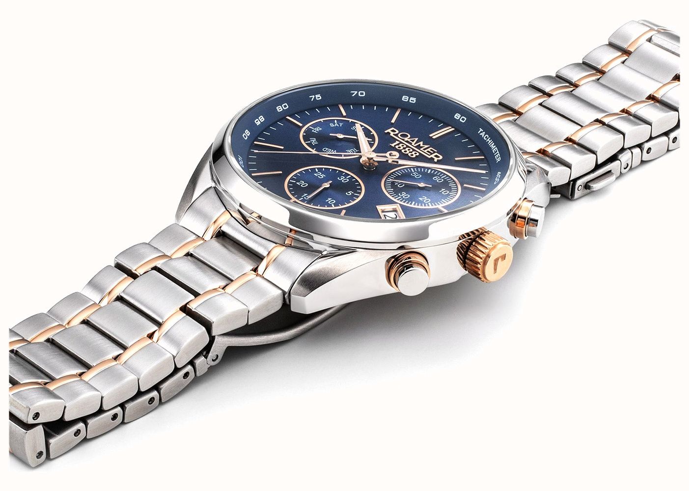 Roamer Men's Pro Chrono (42mm) Blue Dial / Two-Tone Stainless Steel ...