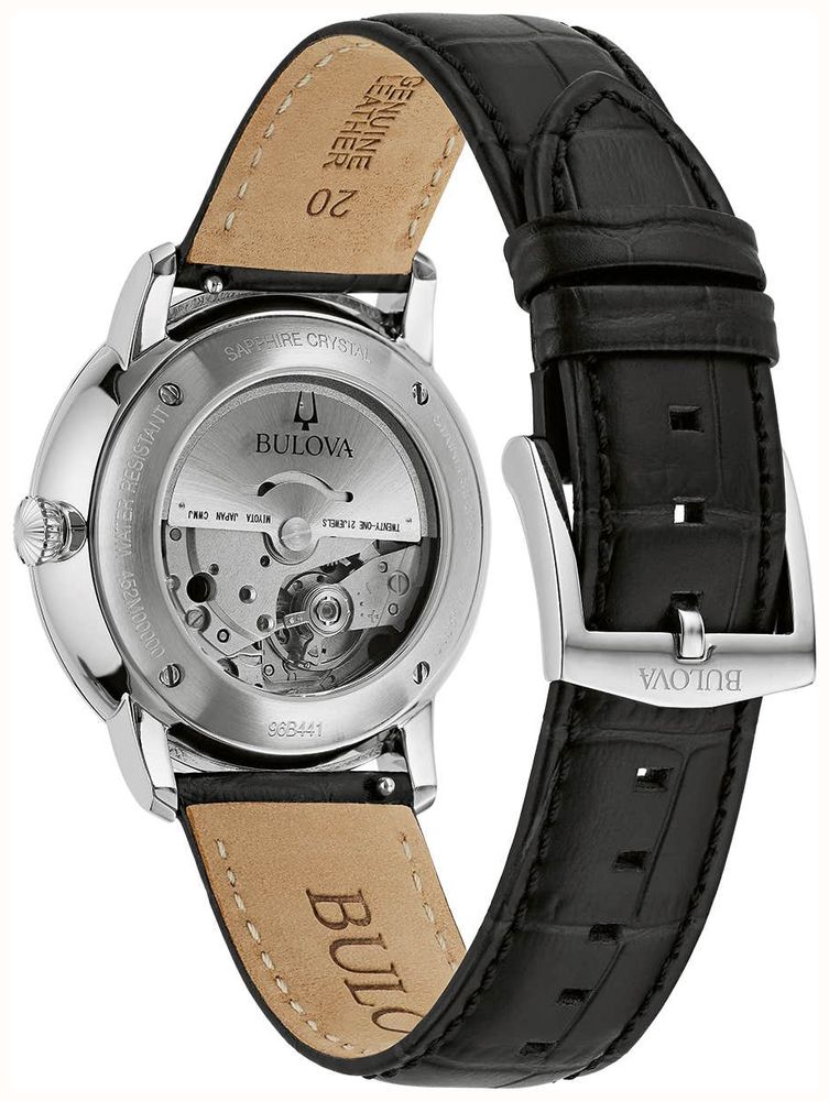 Bulova Men's Hudson (39mm) Black Dial / Black Leather Strap 96B441 ...