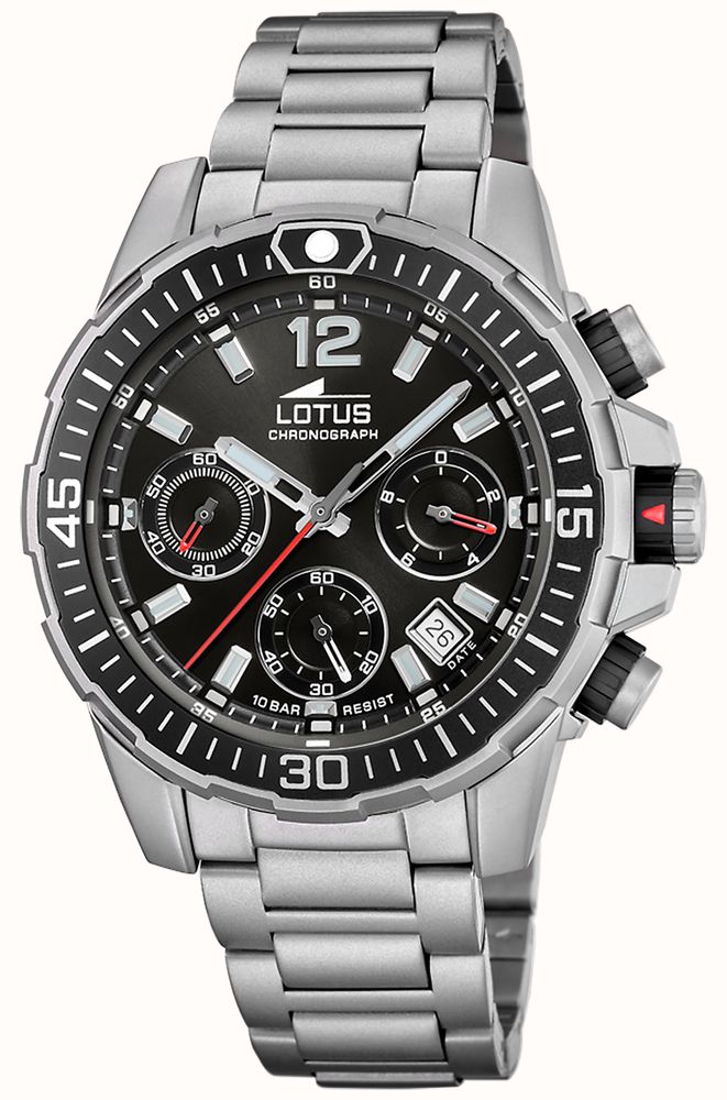 Lotus Sport Chronograph (45.6mm) Black Sunray Dial / Stainless Steel ...