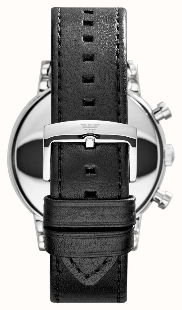 Emporio Armani Men's | Black Chronograph Dial | Black Leather Strap ...