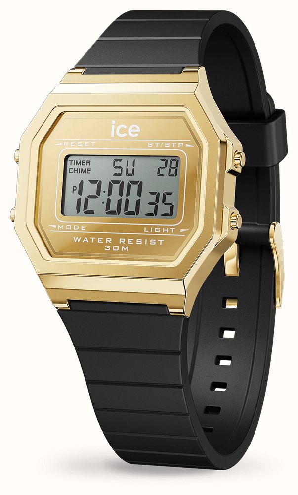 Ice-Watch ICE Digit Retro Metal Black Gold (32mm) Gold Digital Dial ...