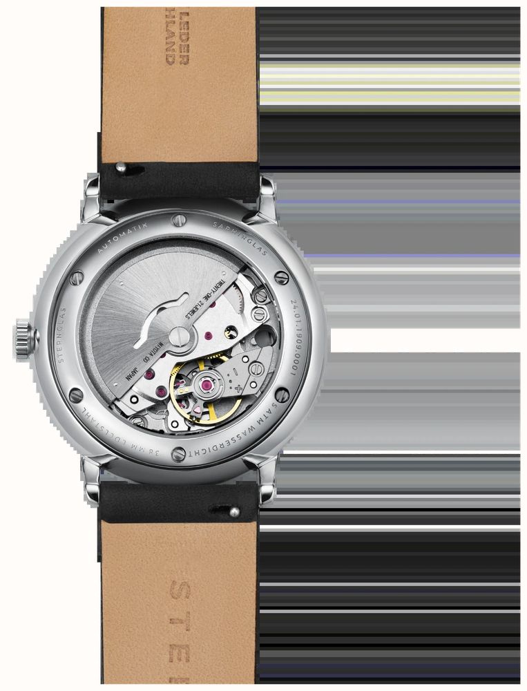 STERNGLAS Naos Automatic (38mm) Black Dial / Black Leather S02-NA03-PR07 - First Class Watches™ USA