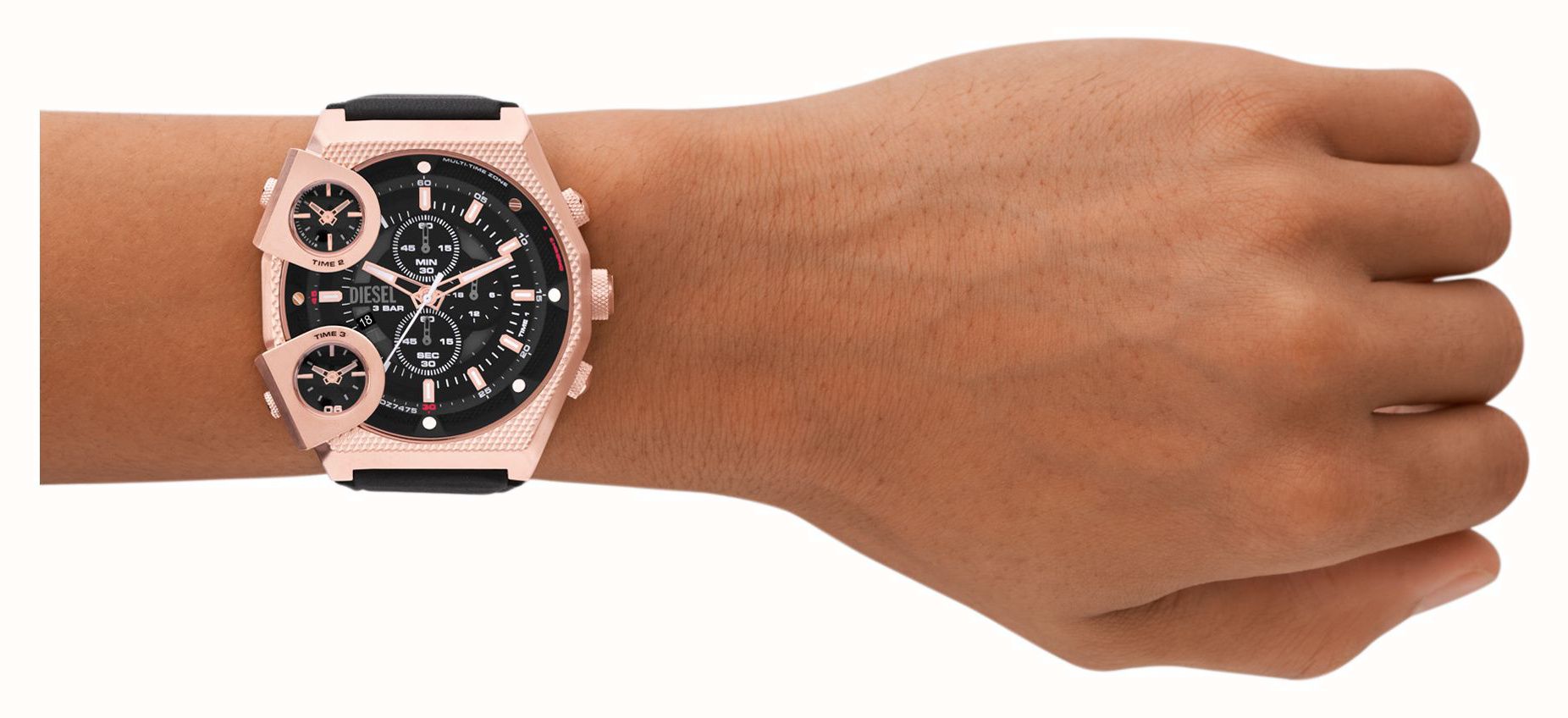 Diesel Sideshow | Black Dial | Black Leather Strap DZ7475 - First Class ...