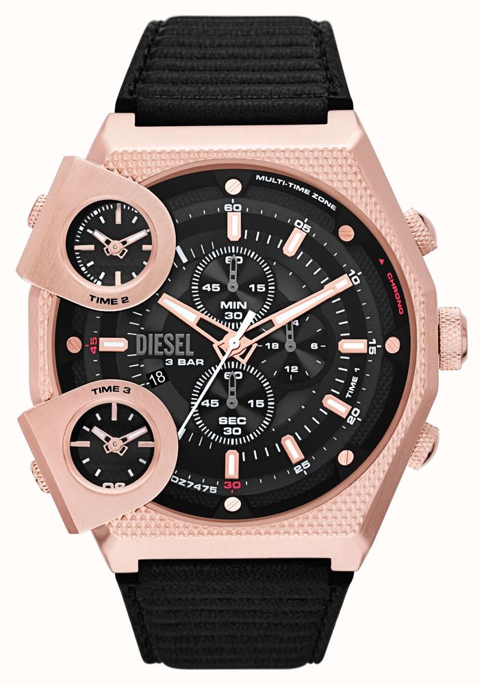 Diesel Sideshow | Black Dial | Black Leather Strap DZ7475 - First Class ...