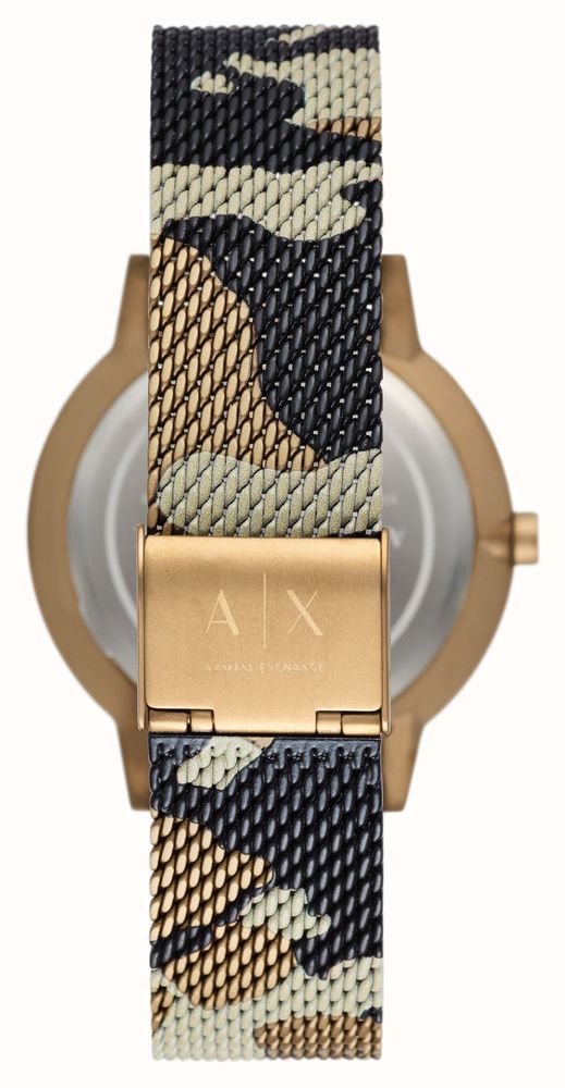 Armani Exchange Heren | Zwarte Wijzerplaat | Camouflage Stalen Mesh ...