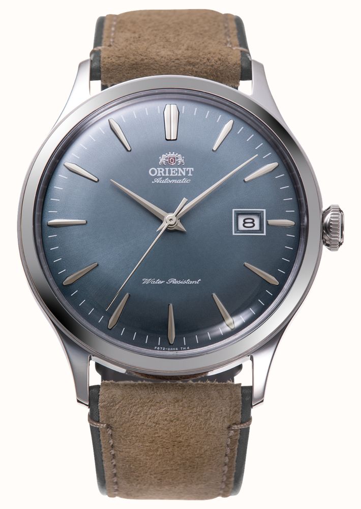 Orient Bambino Automatic (42mm) Blue Sunray Dial / Tan Leather Strap RA-AC0P03L30B - First Class ...
