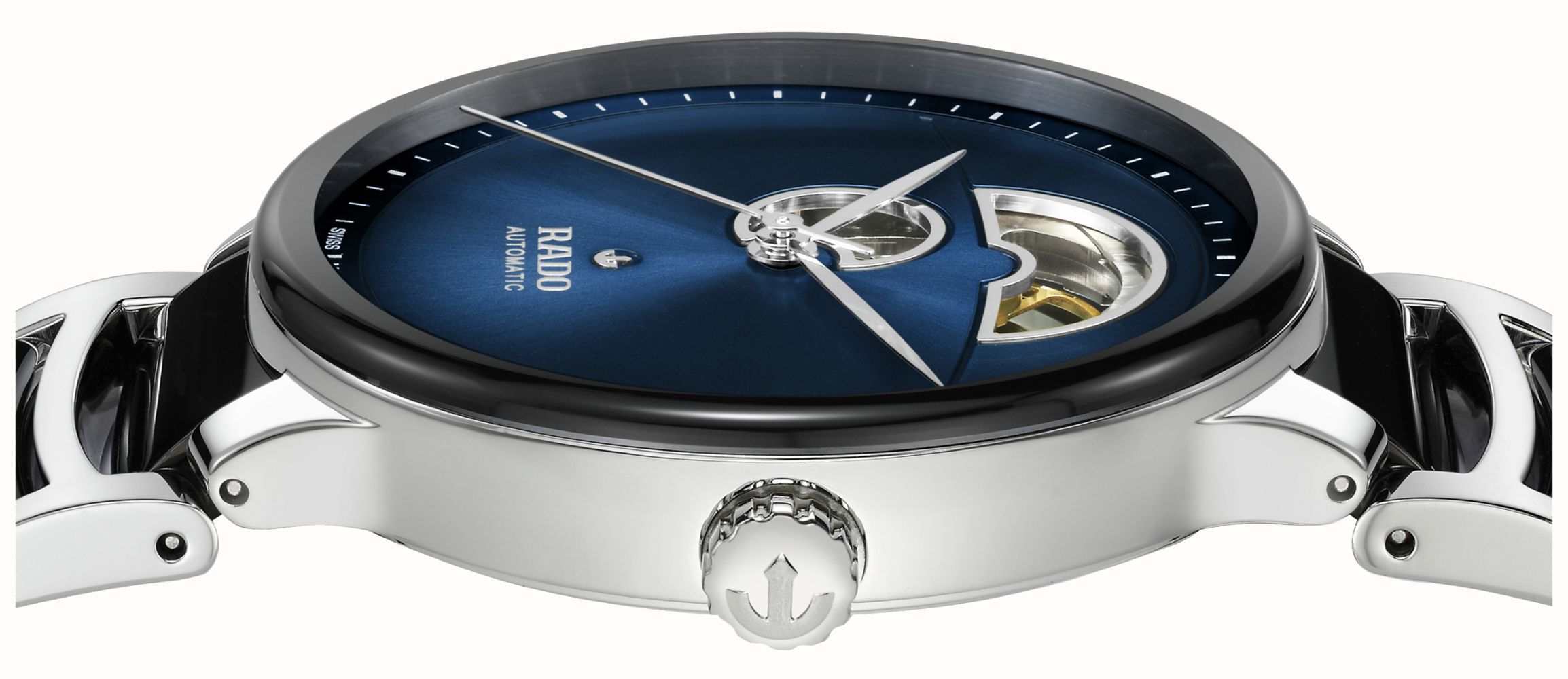 RADO Centrix Automatic Open Heart (39.5mm) Blue Dial / Black High-Tech ...