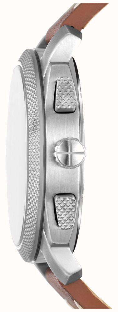 Fossil Men's Machine (42mm) Blue Chronograph Dial / Brown Leather Strap ...