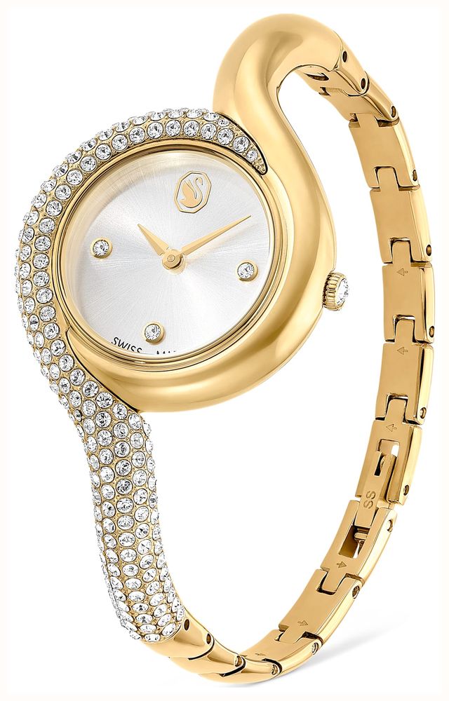 Swarovski Dextera Asymmetric Crystal (30mm) Silver Dial / Gold PVD ...