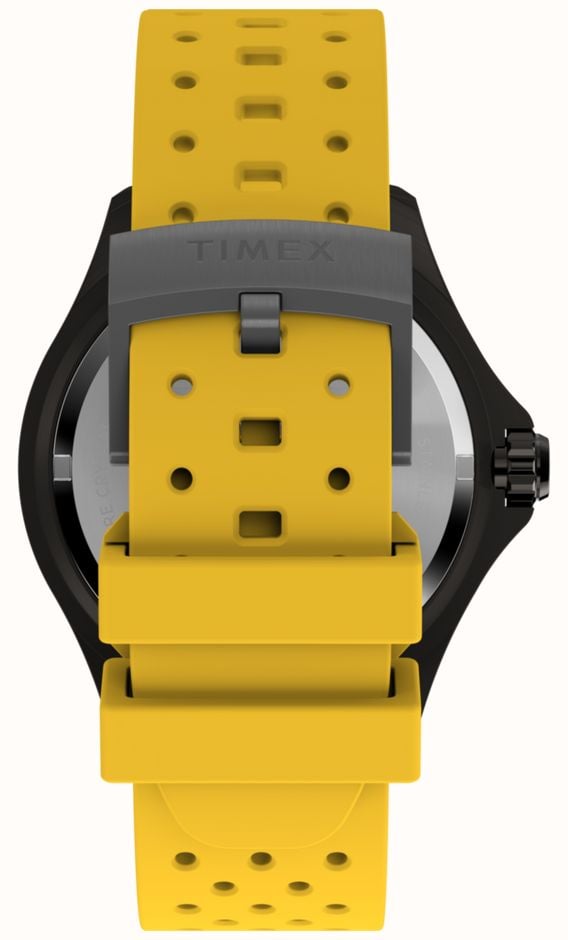 Timex Deepwater Meridian 200 (44mm) Black Wave Dial / Yellow Synthetic ...