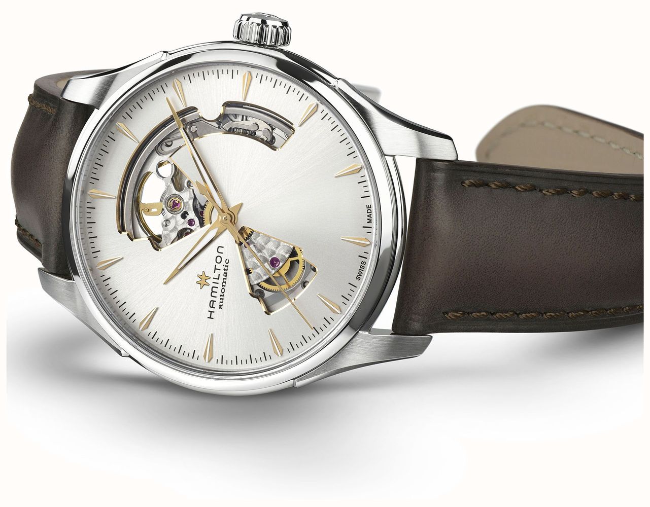 Hamilton Jazzmaster Open Hart Automatische (40 Mm) Zilveren Wijzerplaat ...