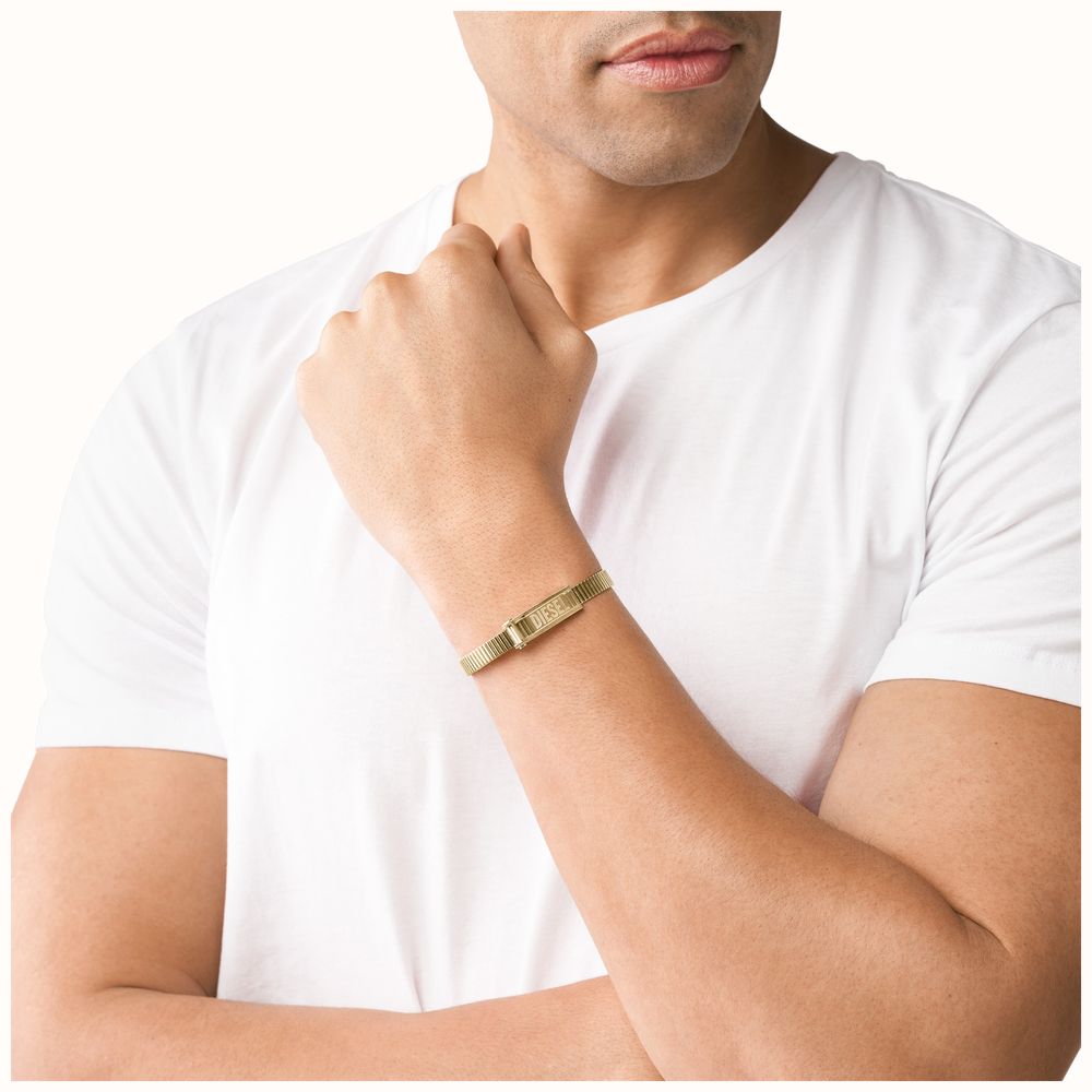 Diesel FONT STEEL Men's Gold-Toned Hinged Bangle Bracelet DX1357710 ...