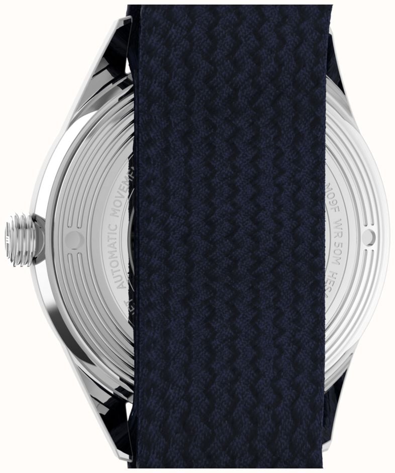 Timex Marlin Jet Automatic (38mm) White Dial / Blue Fabric Strap ...