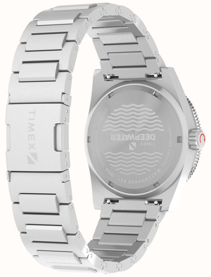 Timex Deepwater Reef 200 (41mm) Black Wave Dial / Stainless Steel ...