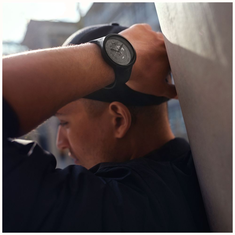 Swatch BIG BOLD NEXT C-BLACK | Black Silicone Strap SB03B100 - First ...