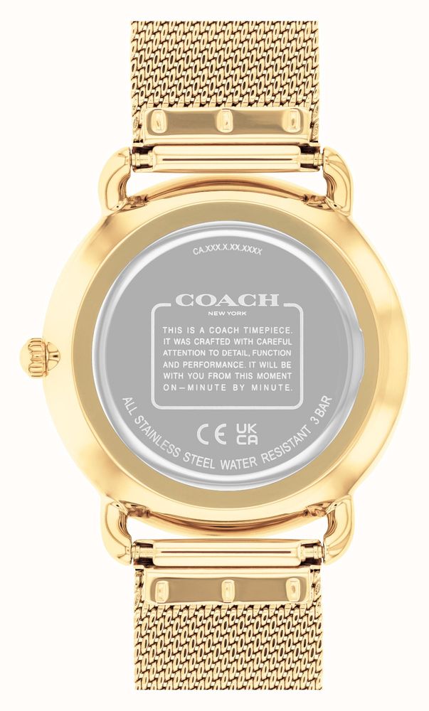 Coach Women's Elliot (36mm) Silver Dial / Gold-Tone Steel Mesh Bracelet ...