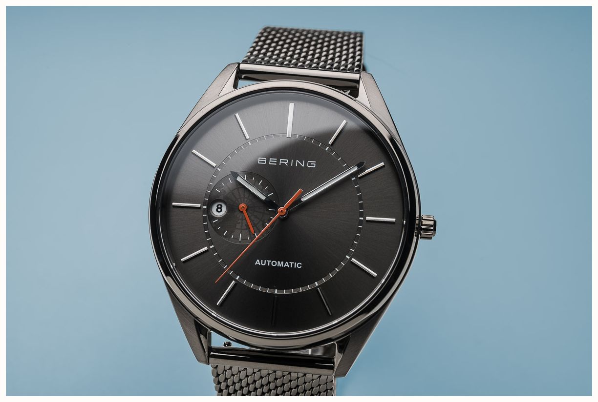 Bering Automatic Date Display Grey Dial Stainless Steel Mesh Strap ...