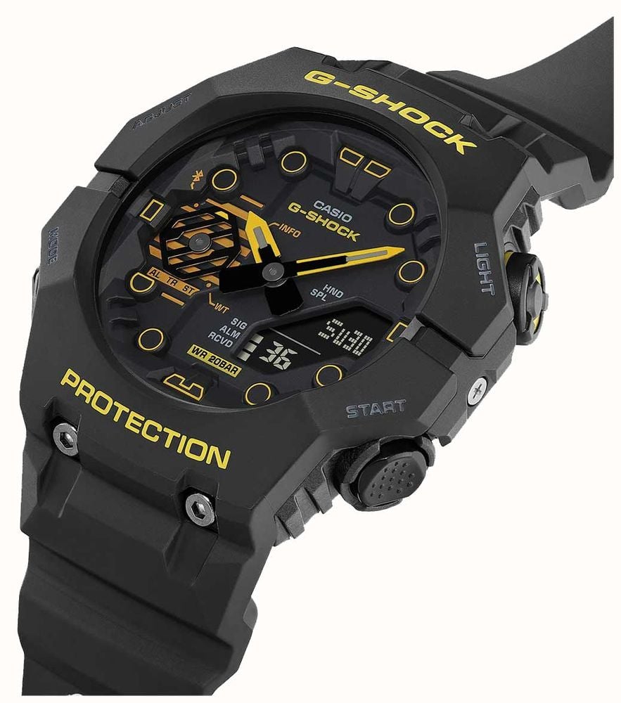 Casio G-Shock 'Caution Yellow' Shock Resistant Black Silicone GA-B001CY ...