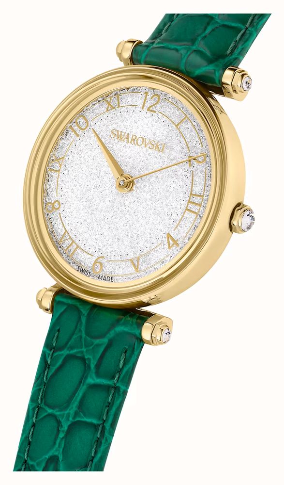 Swarovski Crystalline Wonder (35mm) Silver Dial / Emerald Green Leather ...