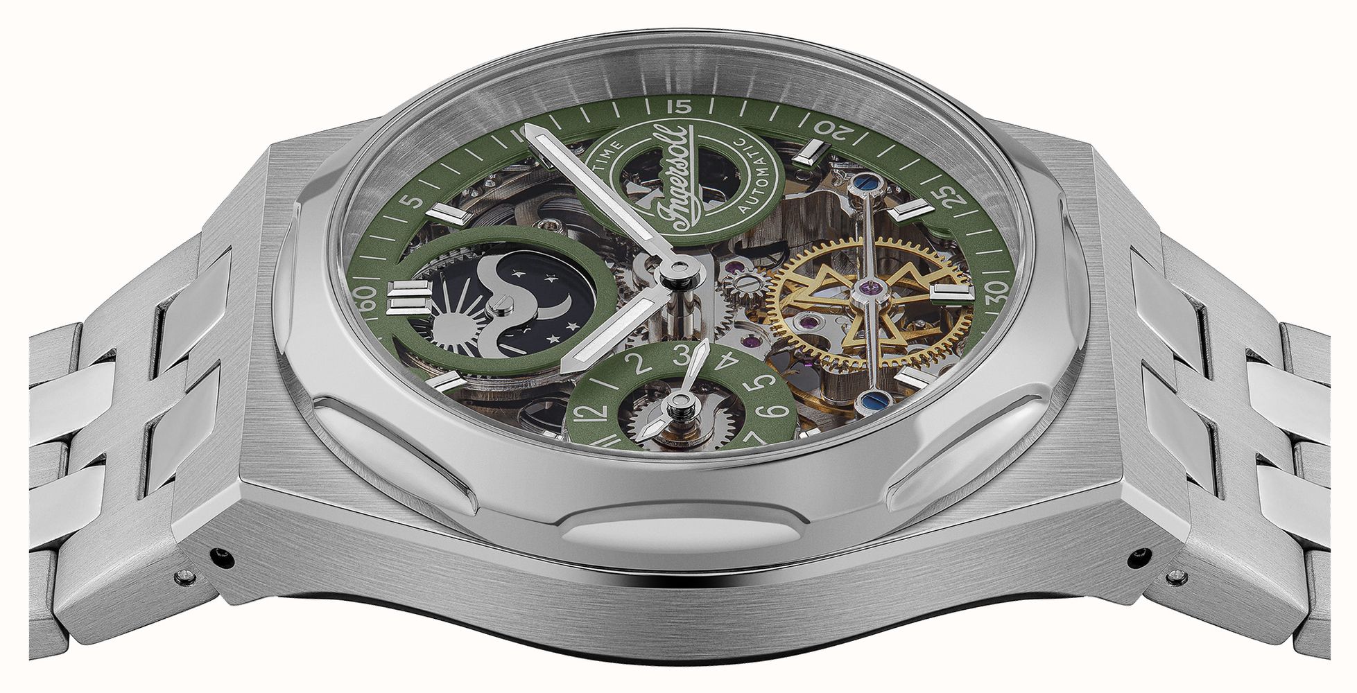 Ingersoll THE BROADWAY Automatic (43mm) Green Skeleton Dial / Stainless ...
