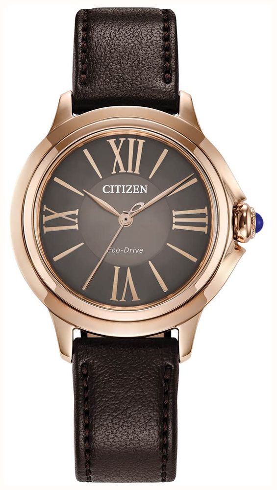 Citizen L Ceci Eco-Drive (32mm) Brown Dial / Brown Leather Strap EM1163 ...