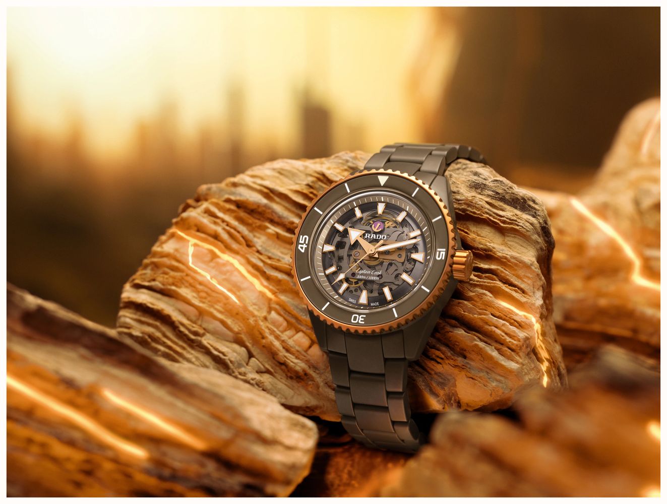 RADO Captain Cook High-Tech Ceramic Skeleton (43mm) Skeleton Dial / Olive Green R32150162 ...