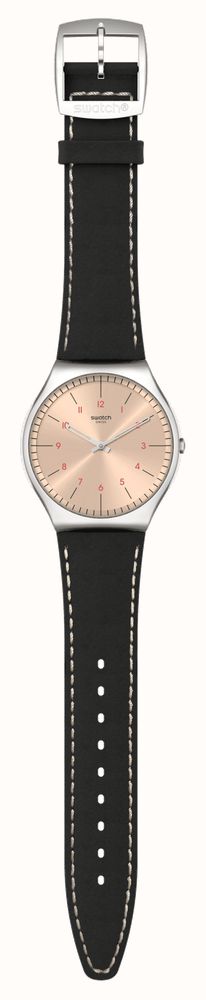 Swatch SMART STITCH Black Leather Strap SS07S118 - First Class Watches™ IRL