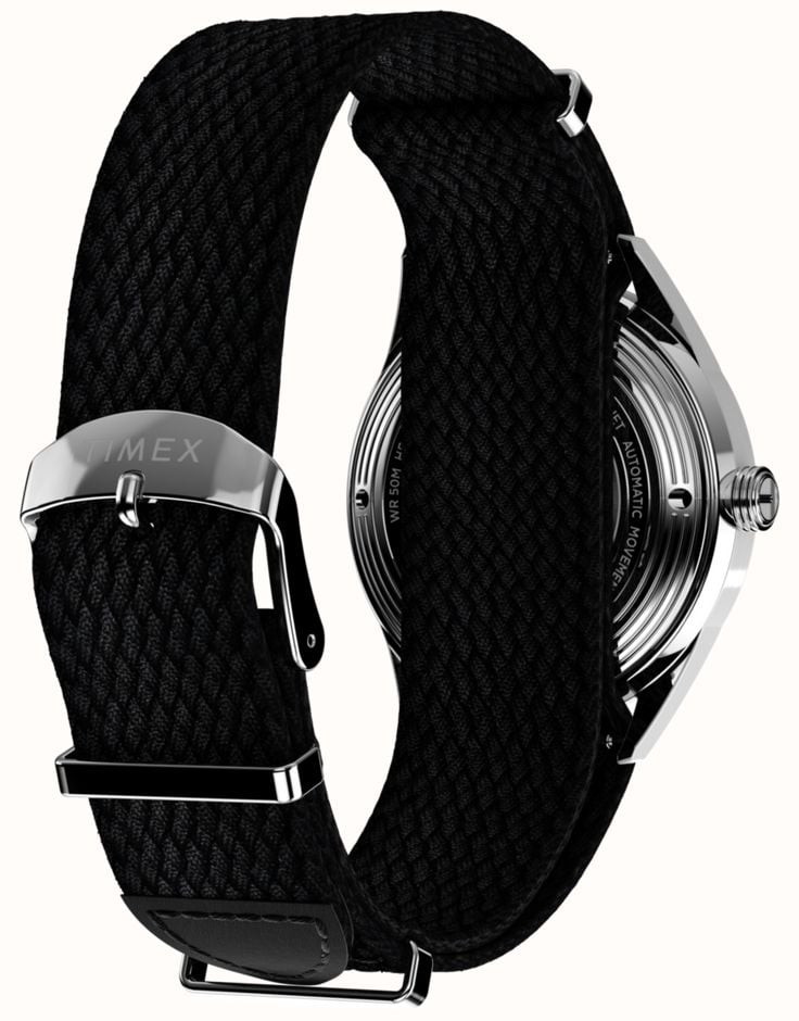 Timex Marlin Jet Automatic (38mm) Light Blue Dial / Black Fabric Strap ...