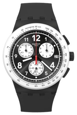 Swatch NOTHING BASIC ABOUT BLACK (42mm) Black Chronograph Dial / Black ...