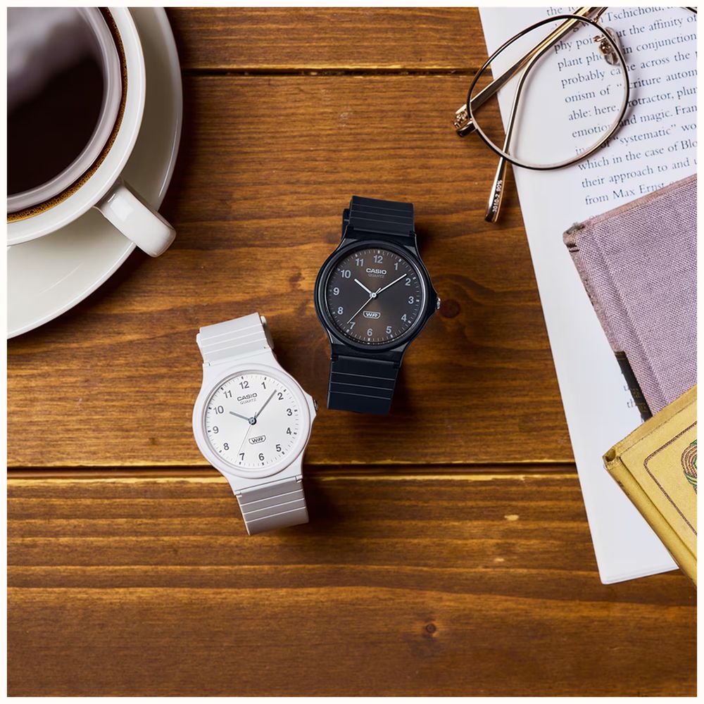 Casio Pop MQ-24 Series (35mm) White Dial / White Bio-Based Resin Band ...
