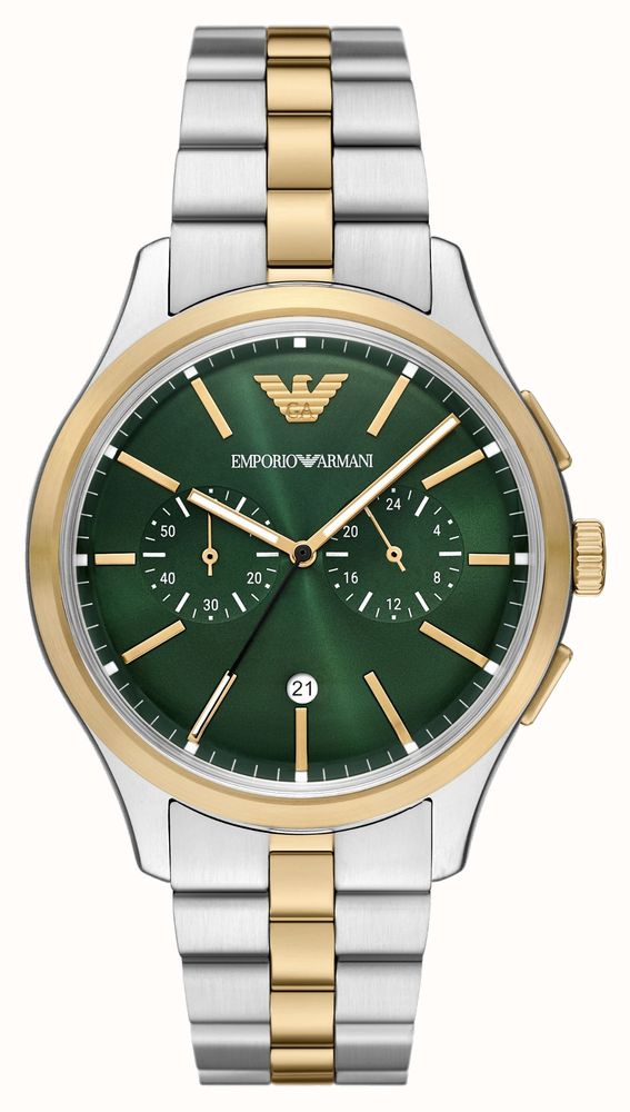 Emporio Armani Quartz Chronograph (42mm) Green Dial / Two-Tone ...
