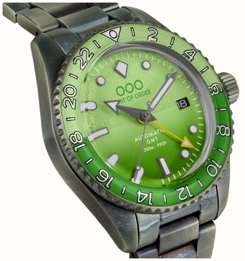 Out Of Order Midori Automatic GMT (40mm) Green Dial / Ultra-Distressed ...