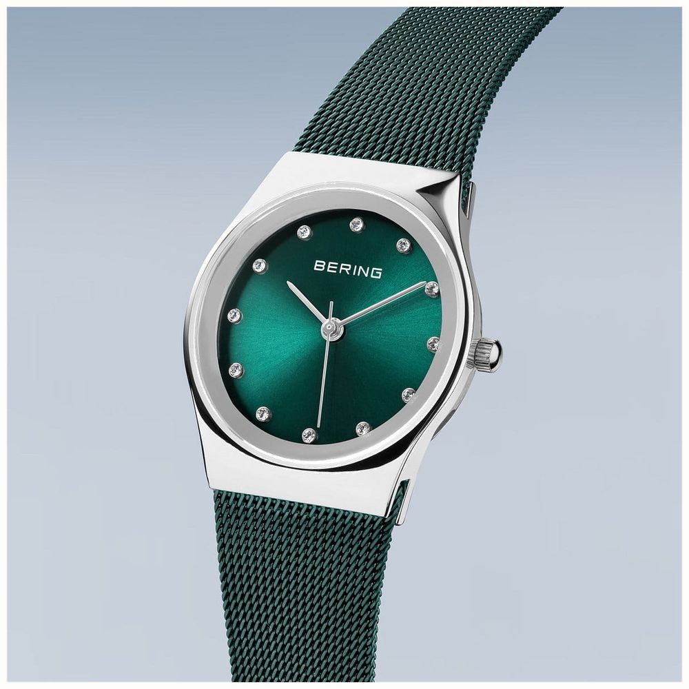 Bering Classic | Green Dial | Green PVD Steel Mesh Bracelet 12927-808 ...