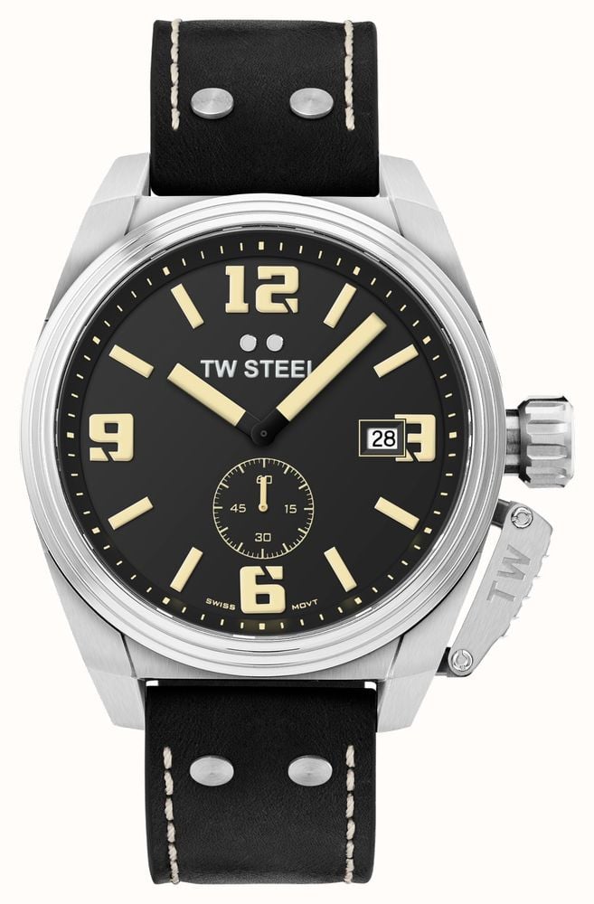TW Steel Canteen Small Seconds (42mm) Black Dial / Black Nubuck Leather Strap TW1001 - First ...