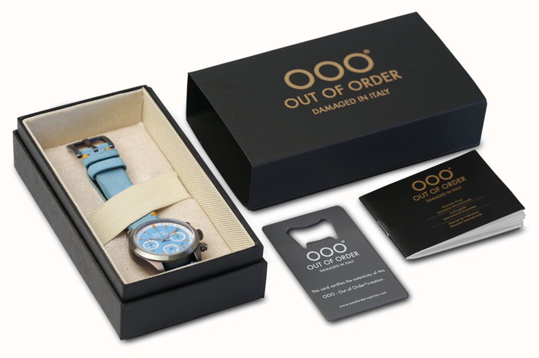 Out Of Order Azure Sporty Chronografo (40mm) Blue Dial / Blue Leather ...