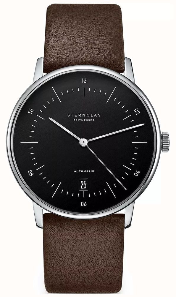 STERNGLAS Naos Automatic (38mm) Black Dial / Brown Leather S02-NA03 ...