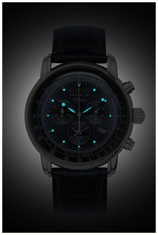 Zeppelin 100 Jahre Quartz Chronograph (42mm) Blue Dial / Blue Leather ...