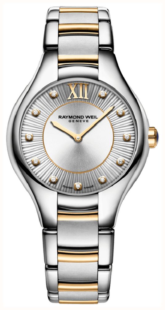 Raymond Weil Noemia Diamond Quartz (32mm) Silver Sunray Dial / Two-Tone ...