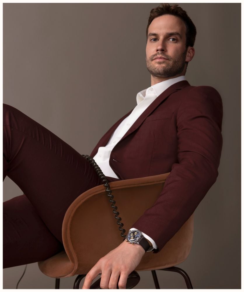 Timex Marlin Quartz Chrono (40mm) Blue Dial / Brown Leather Strap ...