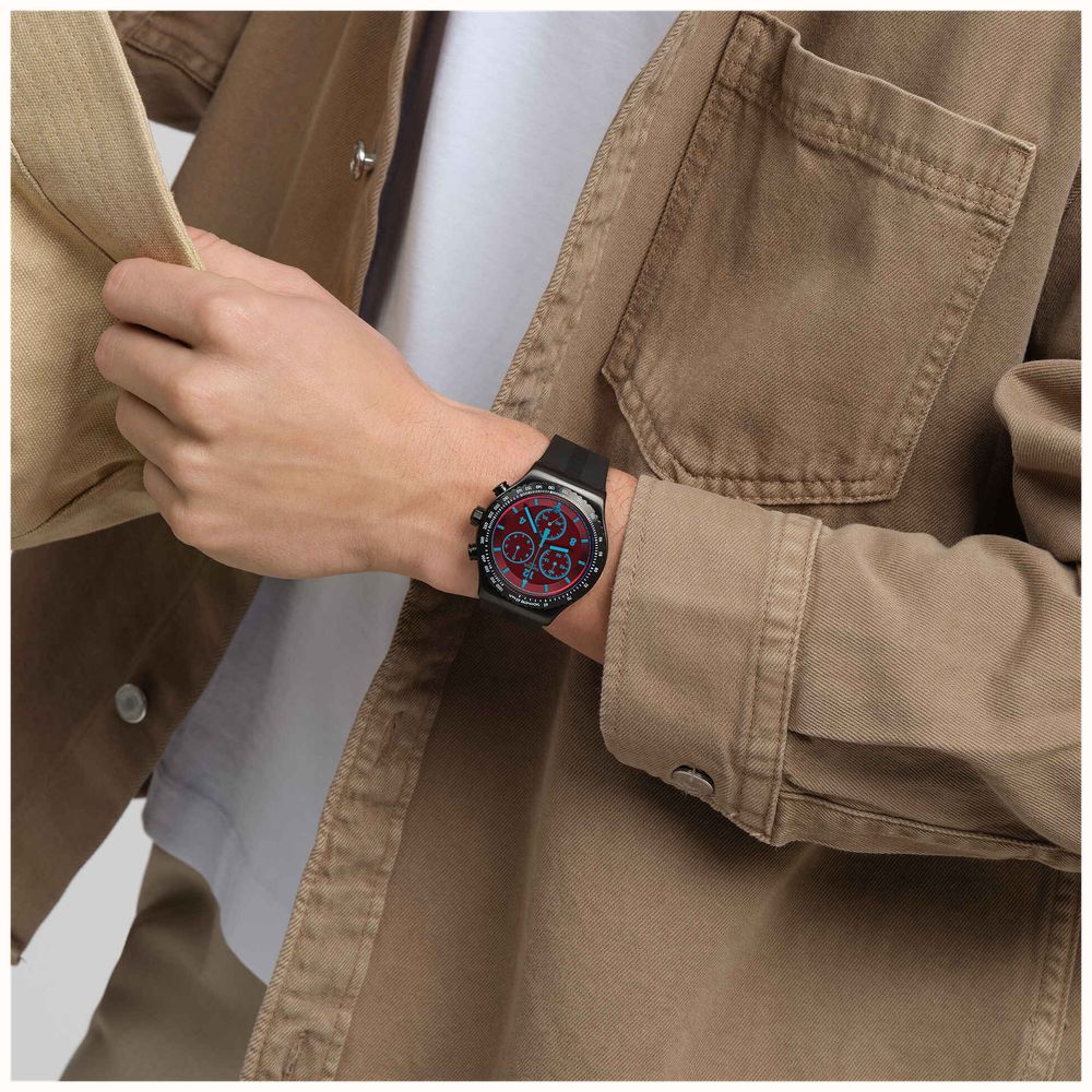 Swatch Crimson Mystique (43 Mm) Schwarz-rotes Solar Spectrum ...