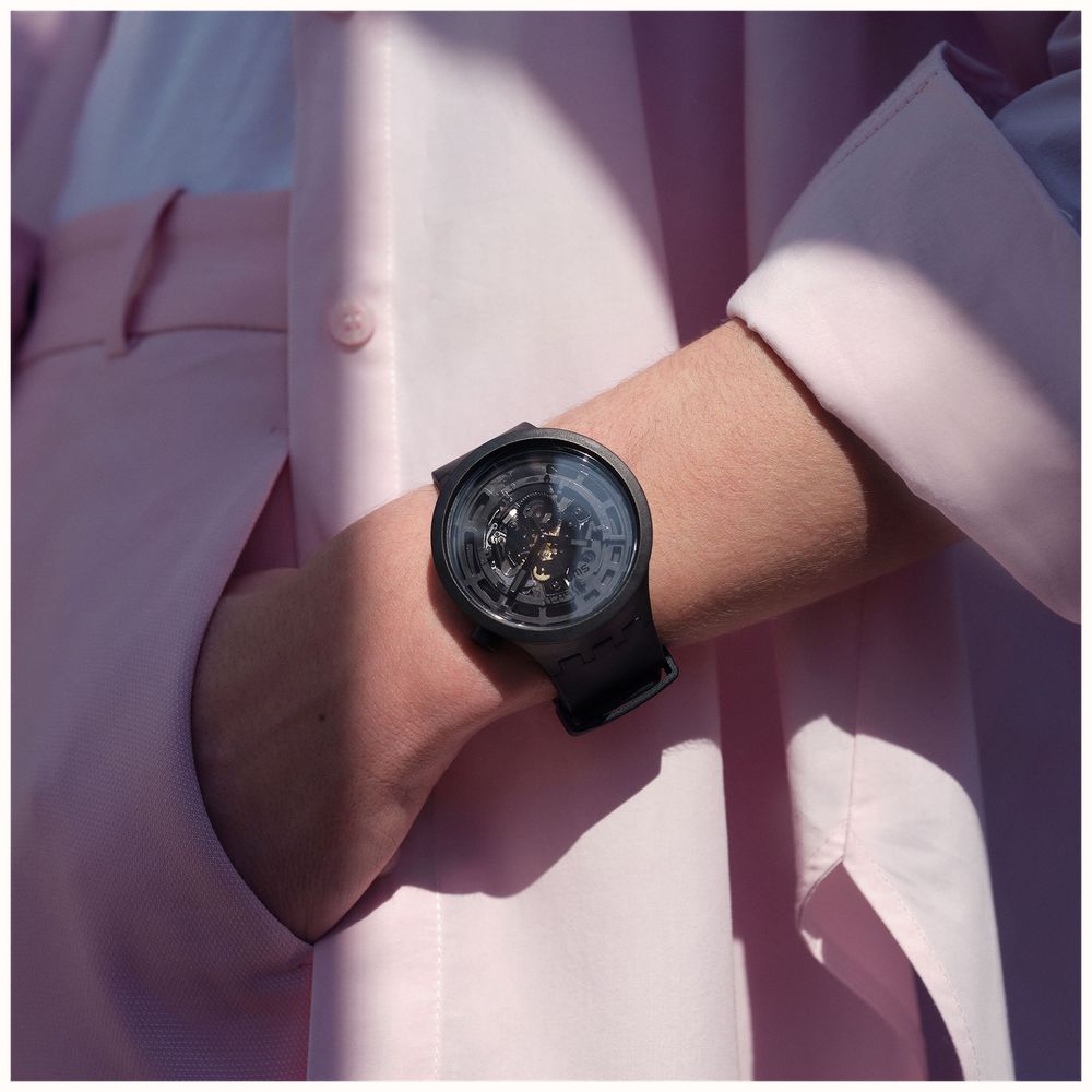 Swatch BIG BOLD NEXT C-BLACK | Black Silicone Strap SB03B100 - First ...