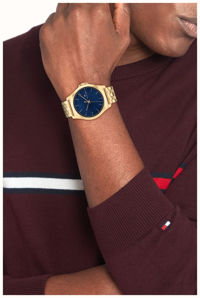 Tommy Hilfiger Men's Norris (42mm) Blue Dial / Gold-Tone Stainless ...