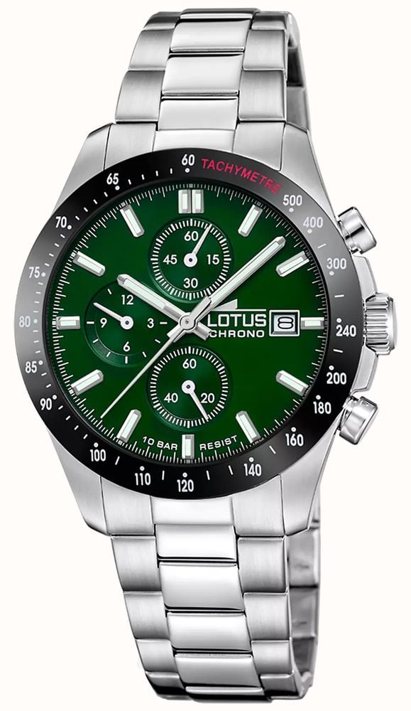 Lotus Sport Chronograph (39mm) Green Dial / Stainless Steel Bracelet ...