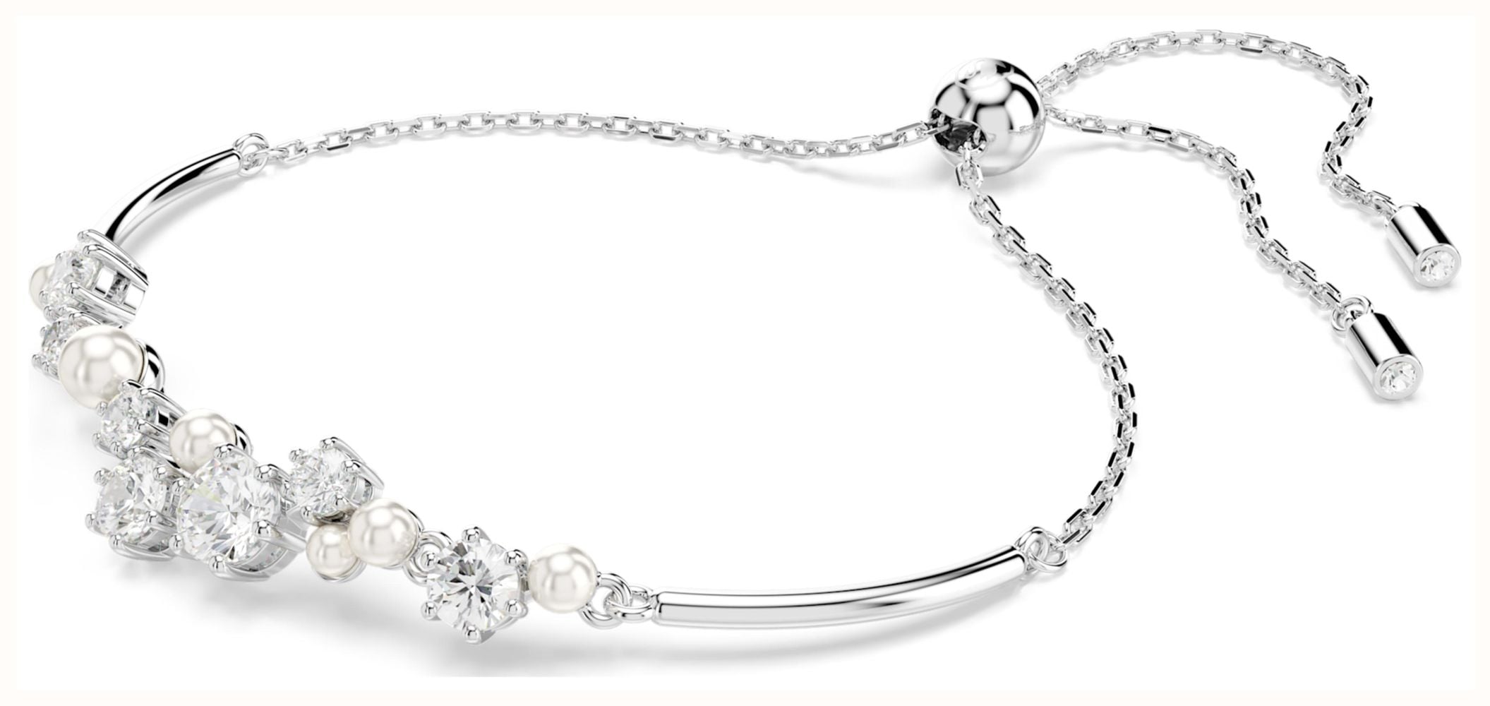 Swarovski Constella Bangle White Crystals And Crystal Pearl Rhodium ...