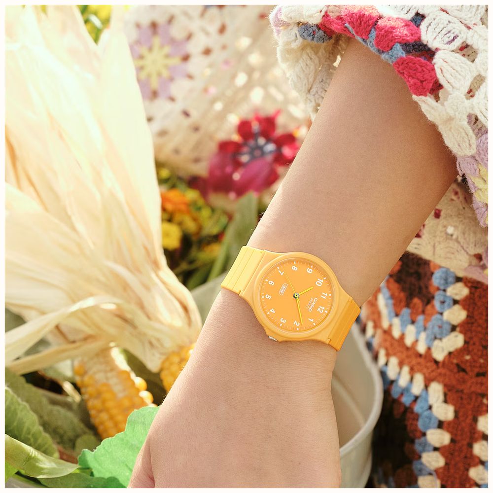 Casio Pop MQ-24 Series (35mm) Orange Dial / Orange Bio-Based Resin Band ...