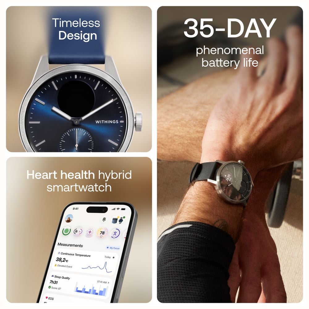 Withings ScanWatch 2 - Hybrid Smartwatch With ECG (42mm) Blue Hybrid ...