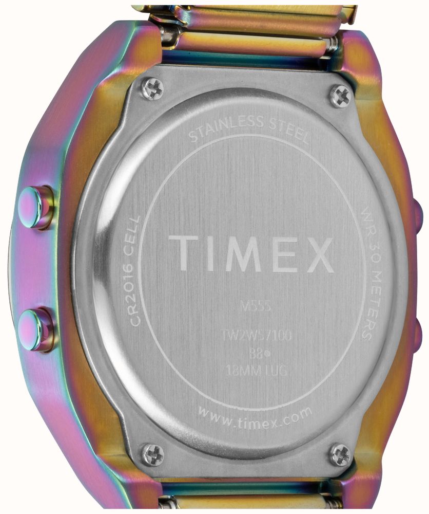 Timex 'Timex 80' Digital (36mm) Blue Digital Dial / Iridescent ...