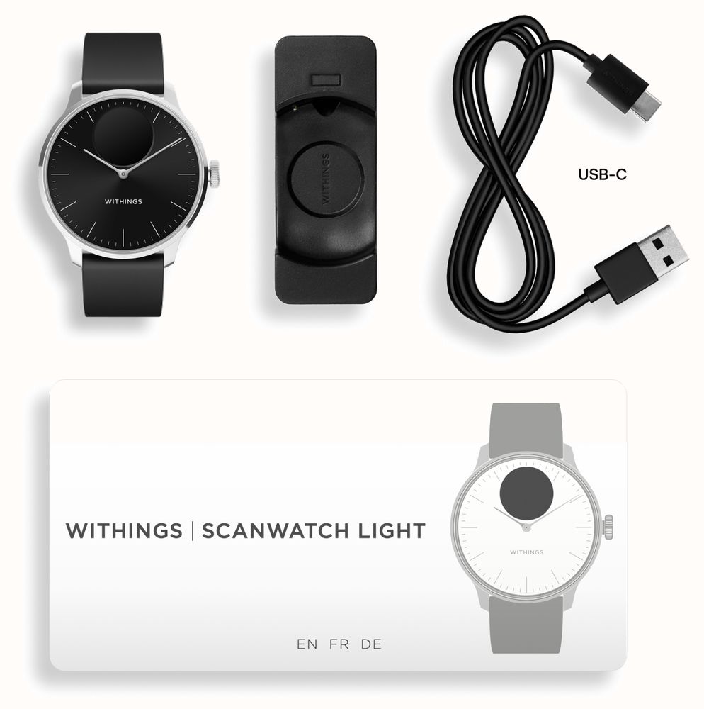 Withings ScanWatch Light - Hybrid Smartwatch (37mm) Black Dial / HWA11 ...