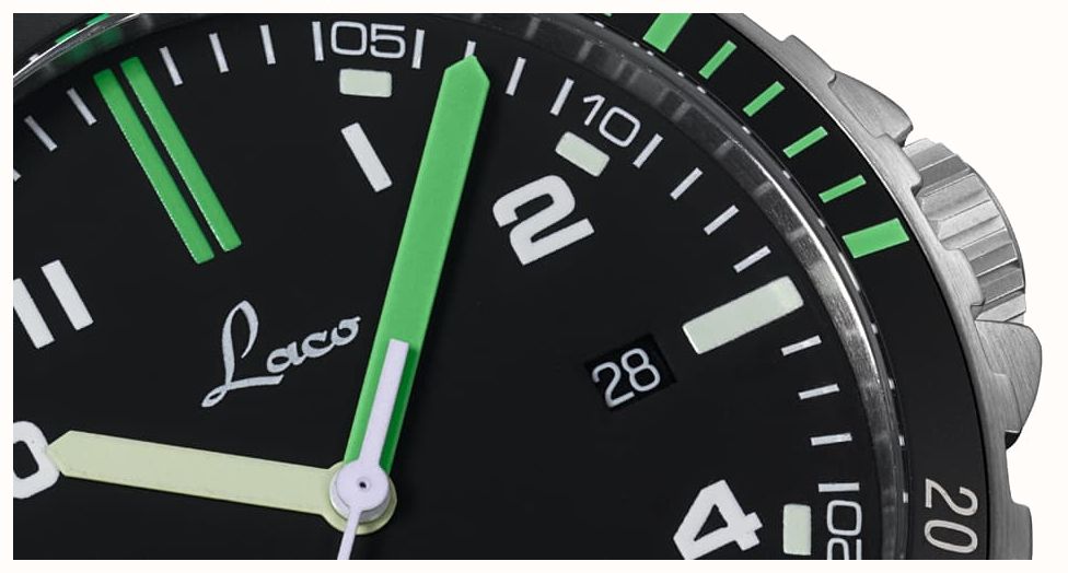 Laco Amazonas Automatique (42 Mm) Cadran Noir Et Vert / Bracelet En ...